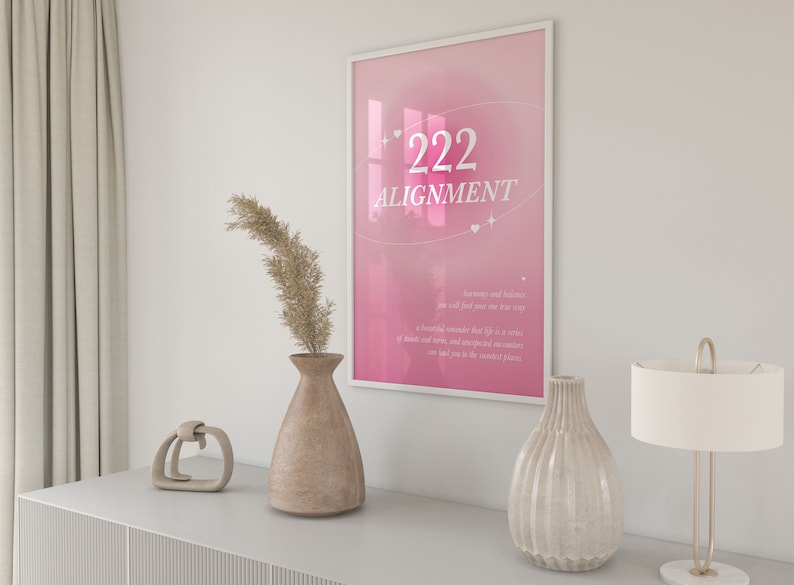 Pink 222 Angel Number Print 222 Pink Wall Art 222 Pink Aura Poster 222 ...