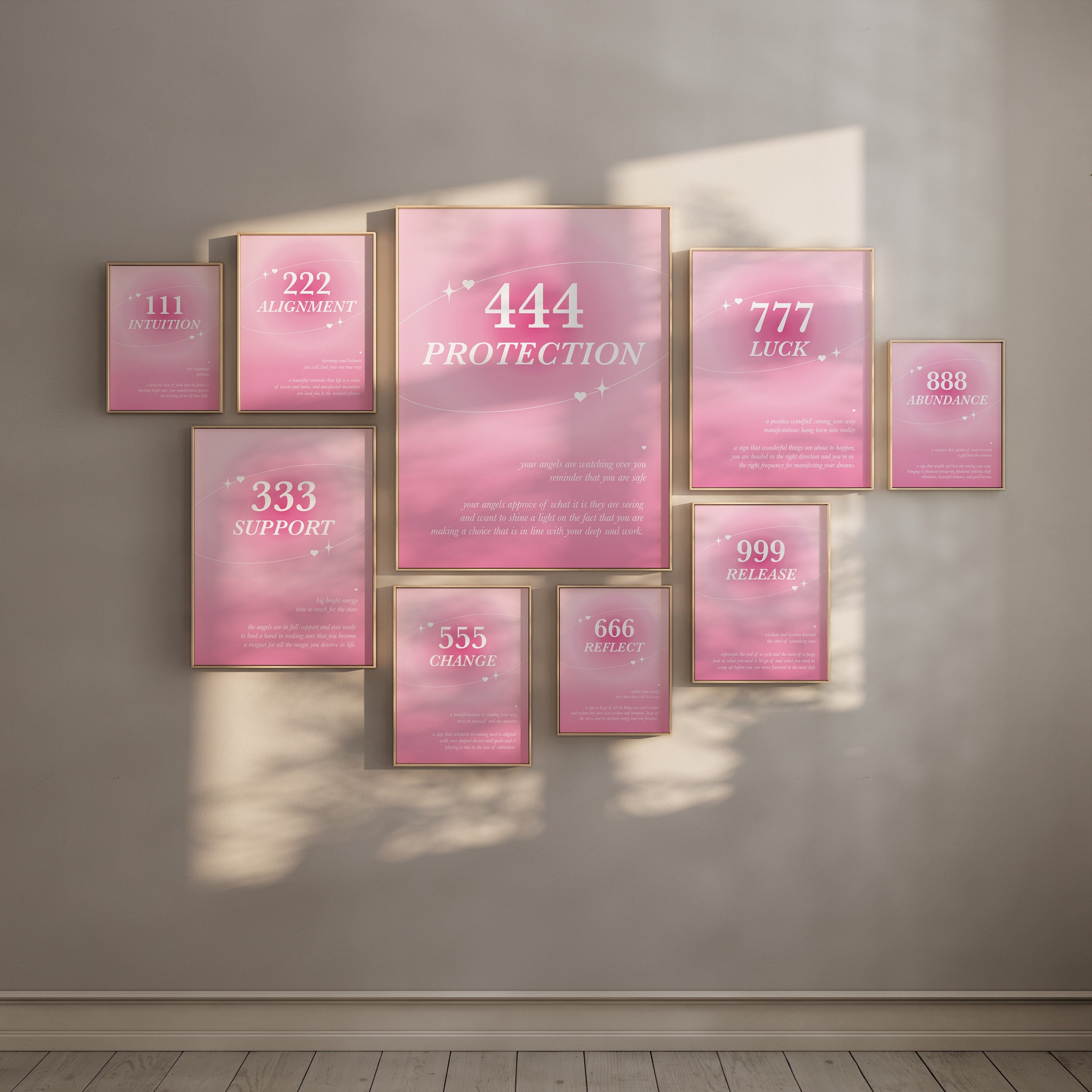 Pink Angel Numbers Poster Set Pink 111 Print 222 Poster 333 - Etsy
