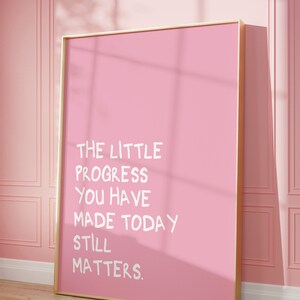 Cute Quote Print Pink Wall Art Girl Room Pink Wall Decor Minimalist ...