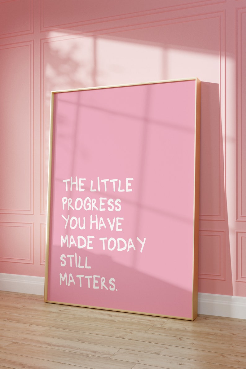 Cute Quote Print Pink Wall Art Girl Room Pink Wall Decor Minimalist ...