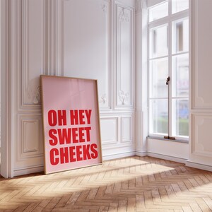 Oh Hey Sweet Cheeks Wall Print Pink and Red Decor for Bathroom Funny ...
