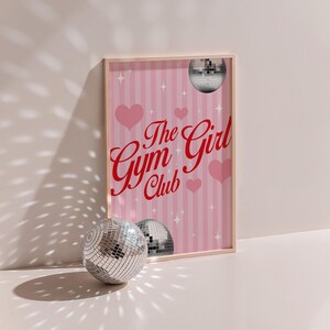 The Gym Girl Club Poster Pink and Red Girls Gym Decor Trendy Gym Wall ...