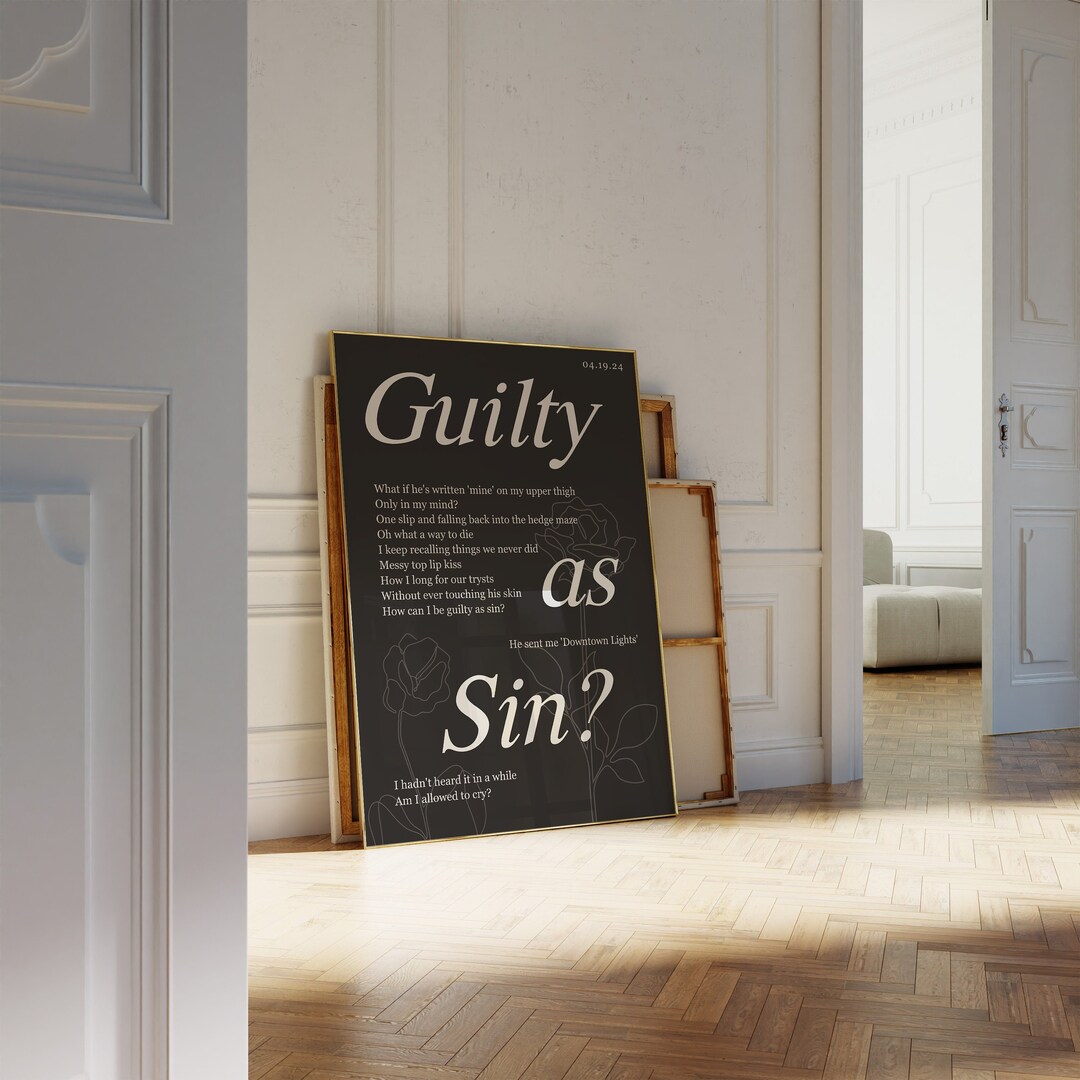 Guilty as Sin Print the Tortured Poets Department Poster Swiftie Wall ...
