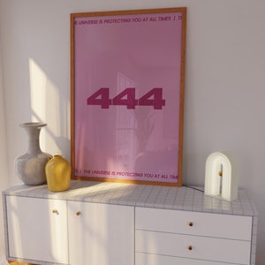 444 Wall Art Dark Pink 444 Poster Room Decor Magenta Red Angel Number ...