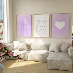 Purple Poster Set Light Purple Posters Purple Aura Wall Prints Positive ...