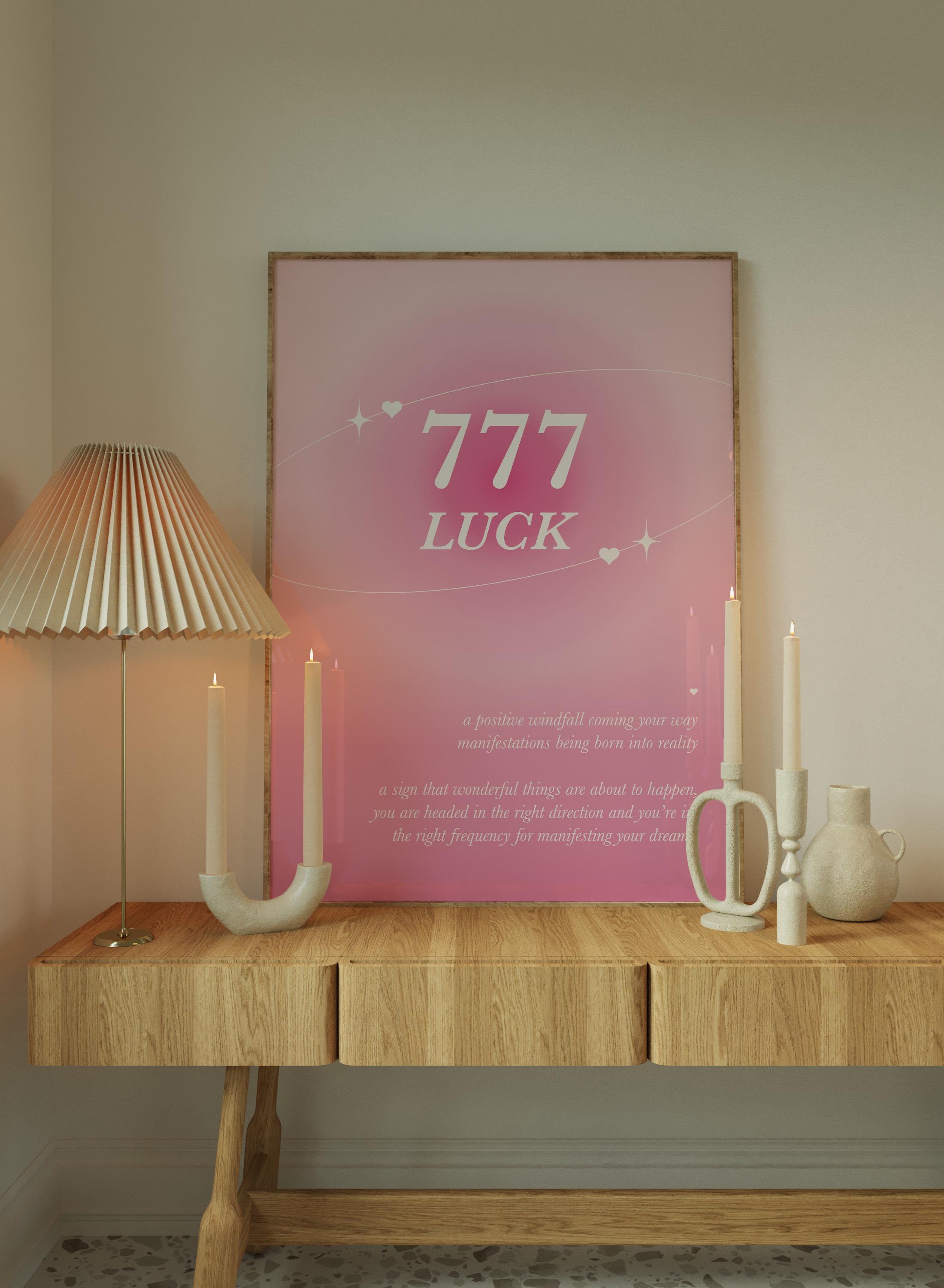Pink Angel Number 777 Wall Art Trendy Pink 777 Aura Poster 777 Angel ...