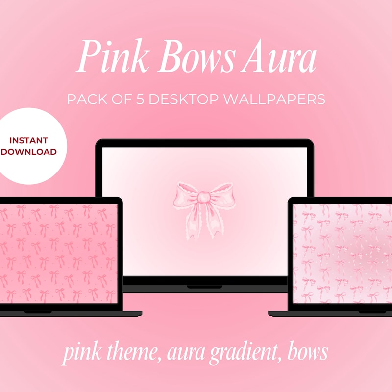Aesthetic Bow Desktop Wallpaper - Etsy