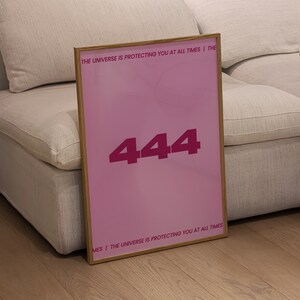 444 Wall Art Dark Pink 444 Poster Room Decor Magenta Red Angel Number ...