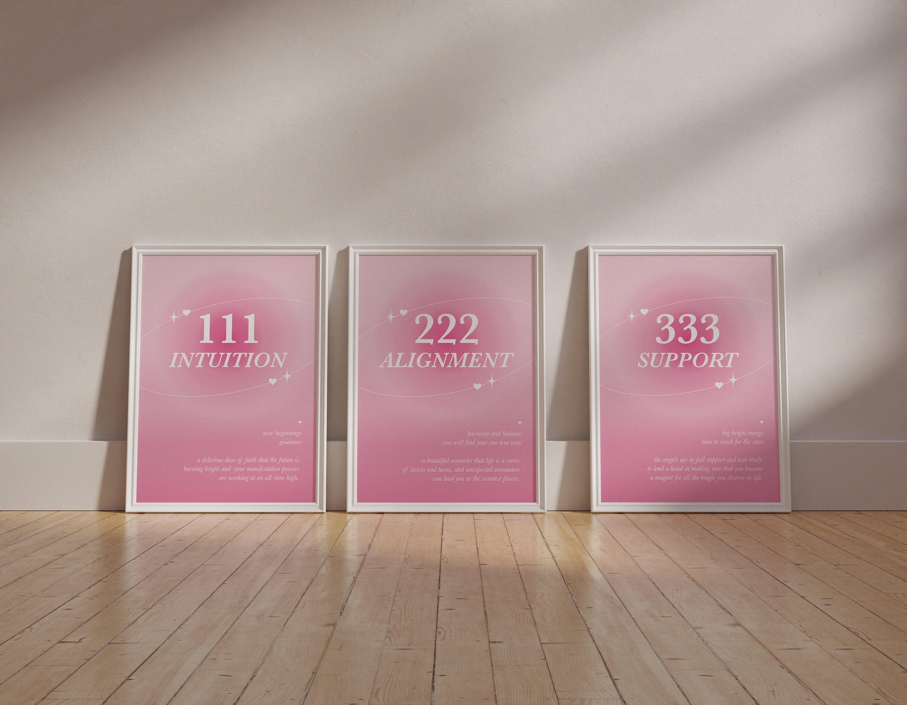 Pink Angel Numbers Poster Set 111 222 333 Pink Aura Poster Pink Angel ...