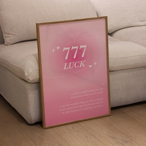 Pink Angel Number 777 Wall Art Trendy Pink 777 Aura Poster 777 Angel ...