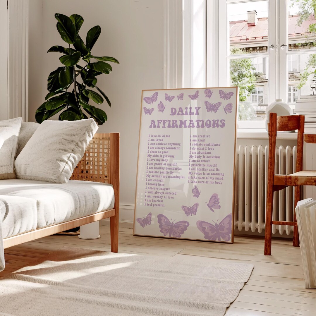 Purple Daily Affirmations Print Purple Decor Girl Room Purple Positive ...