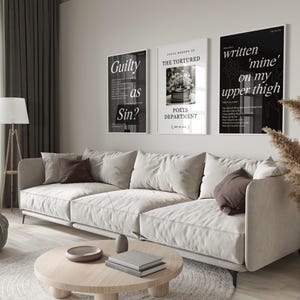 TTPD Wall Art Set of 3 TTPD Wall Print Black the Tortured Poets ...