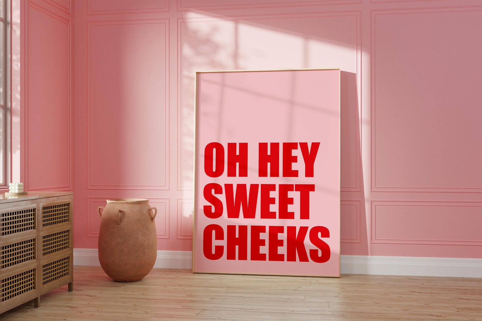 Oh Hey Sweet Cheeks Wall Print Pink and Red Decor for Bathroom Funny ...