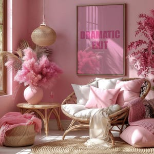 Dramatic Exit Pink Wall Art Bedroom Decor Pink Poster Trendy Pink Exit ...
