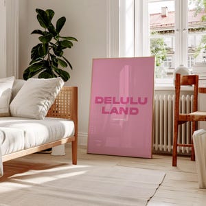 Delulu Land Pink Manifestation Print Bedroom Decor Pink Poster Trendy ...
