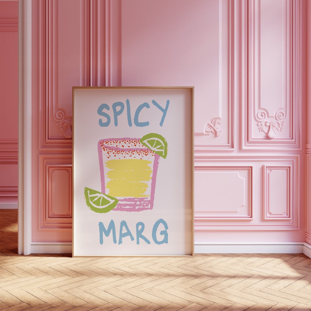 Spicy Marg Print Kitchen Cocktail Poster Living Room Decor Margarita ...