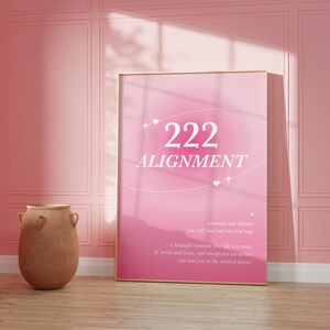 Pink 222 Angel Number Print 222 Pink Wall Art 222 Pink Aura Poster 222 ...