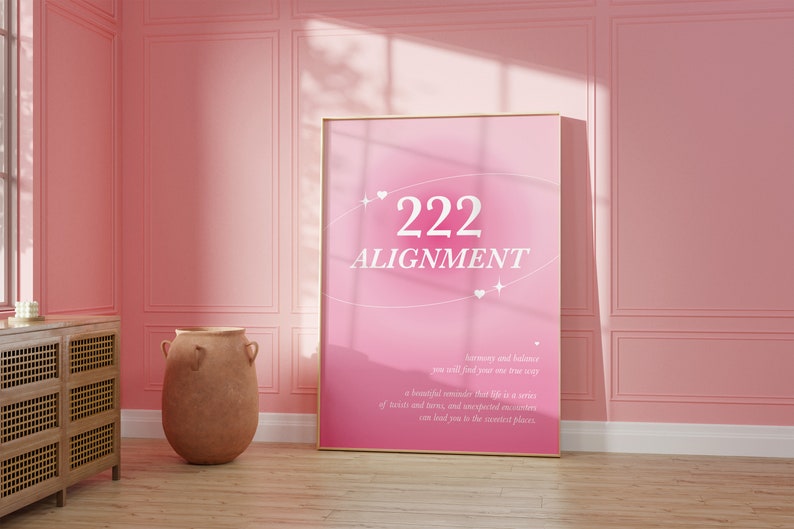 Pink 222 Angel Number Print 222 Pink Wall Art 222 Pink Aura Poster 222 ...
