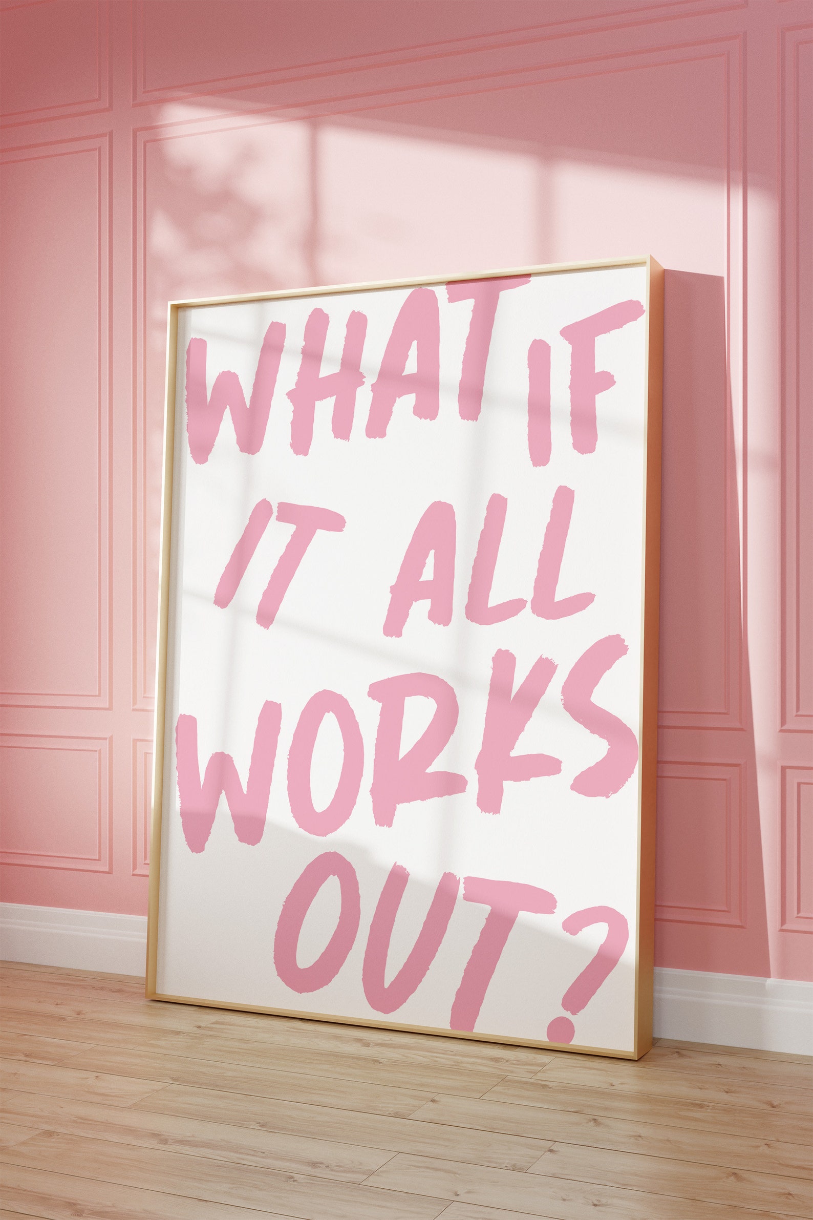 What If It All Works Out Print Pink Wall Art Girl Room Pink Wall Decor ...