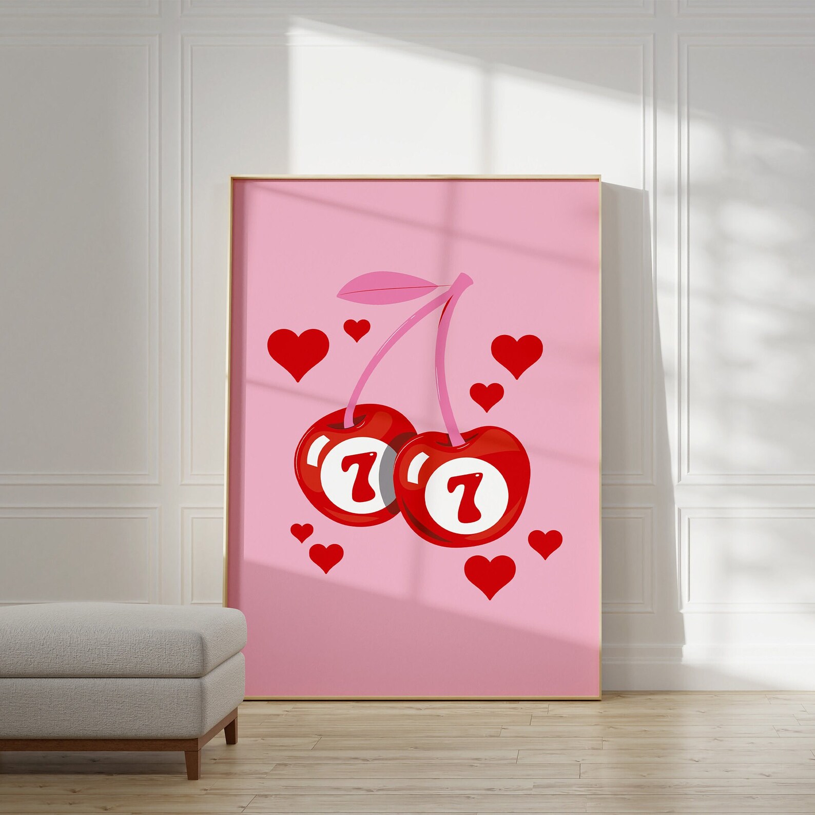 Pink and Red Cherries Print Preppy Room Decor Pink and Red Aesthetic ...