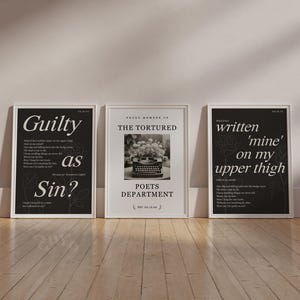 TTPD Wall Art Set of 3 TTPD Wall Print Black the Tortured Poets ...