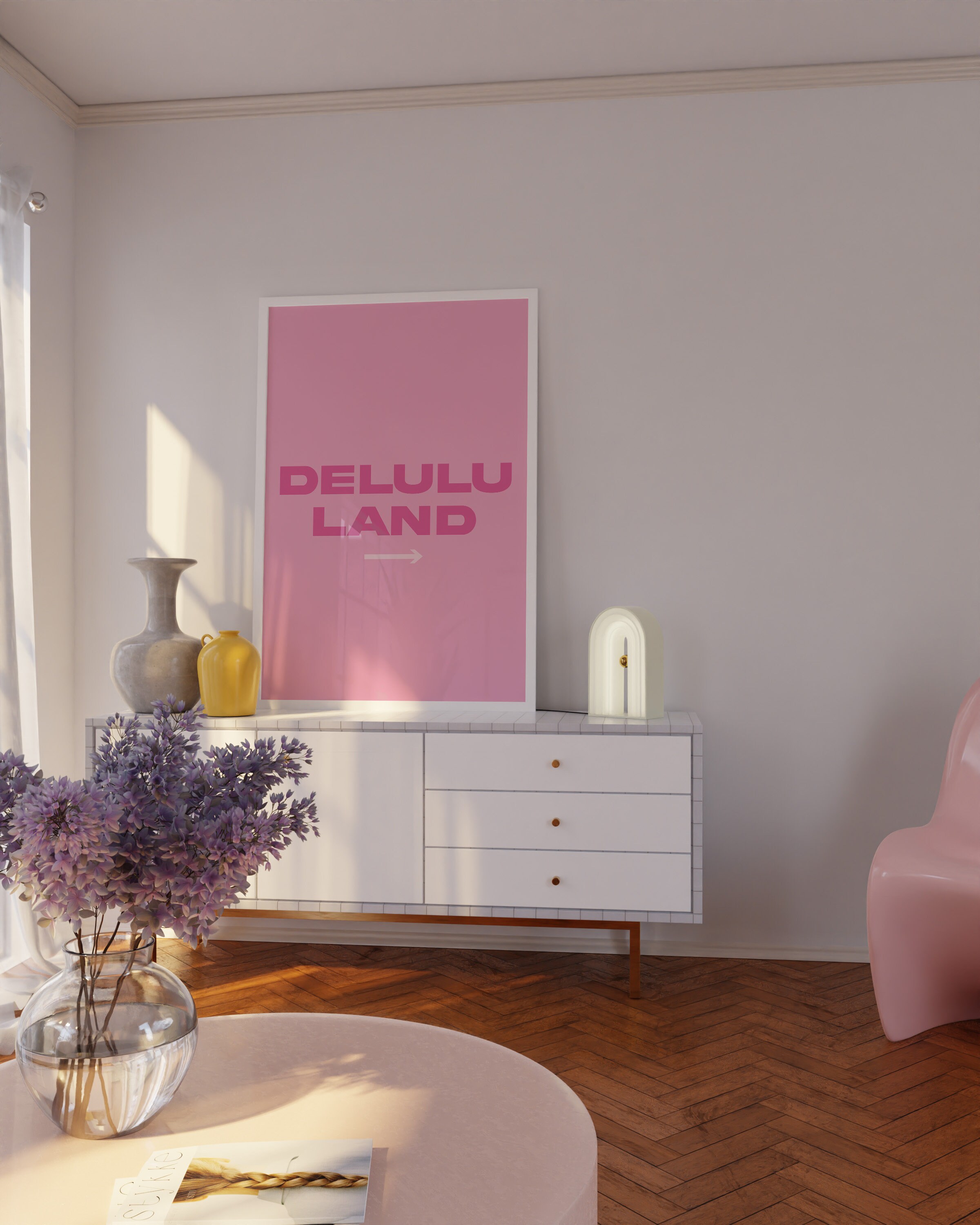Delulu Land Pink Manifestation Print Bedroom Decor Pink Poster Trendy ...