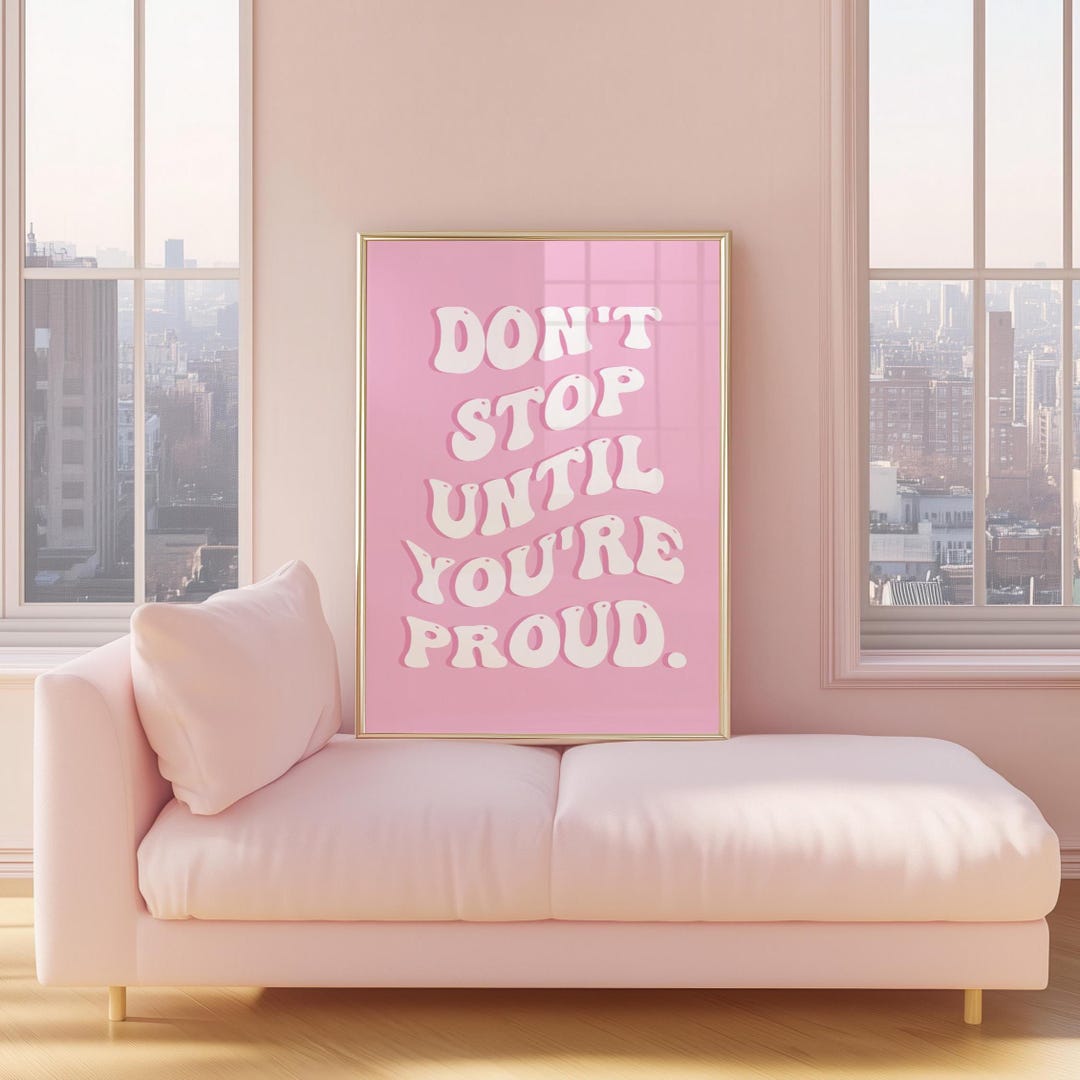 Don't Stop Until You're Proud Poster Pink Gym Girl Wall Art Cute Gym ...