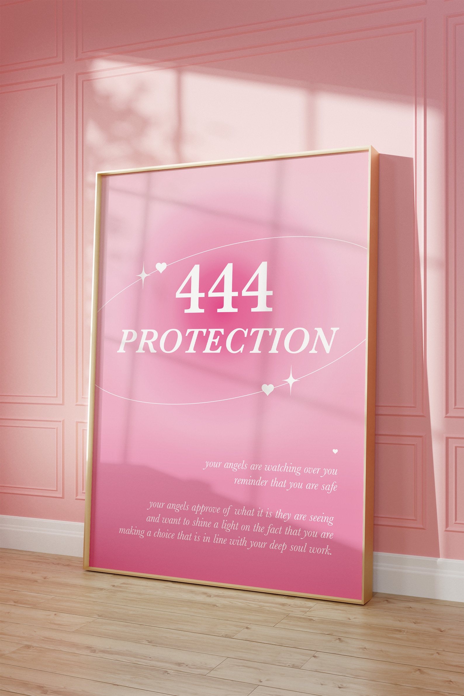 Pink Angel Number 444 Wall Art Trendy Pink 444 Aura Poster 444 Angel ...