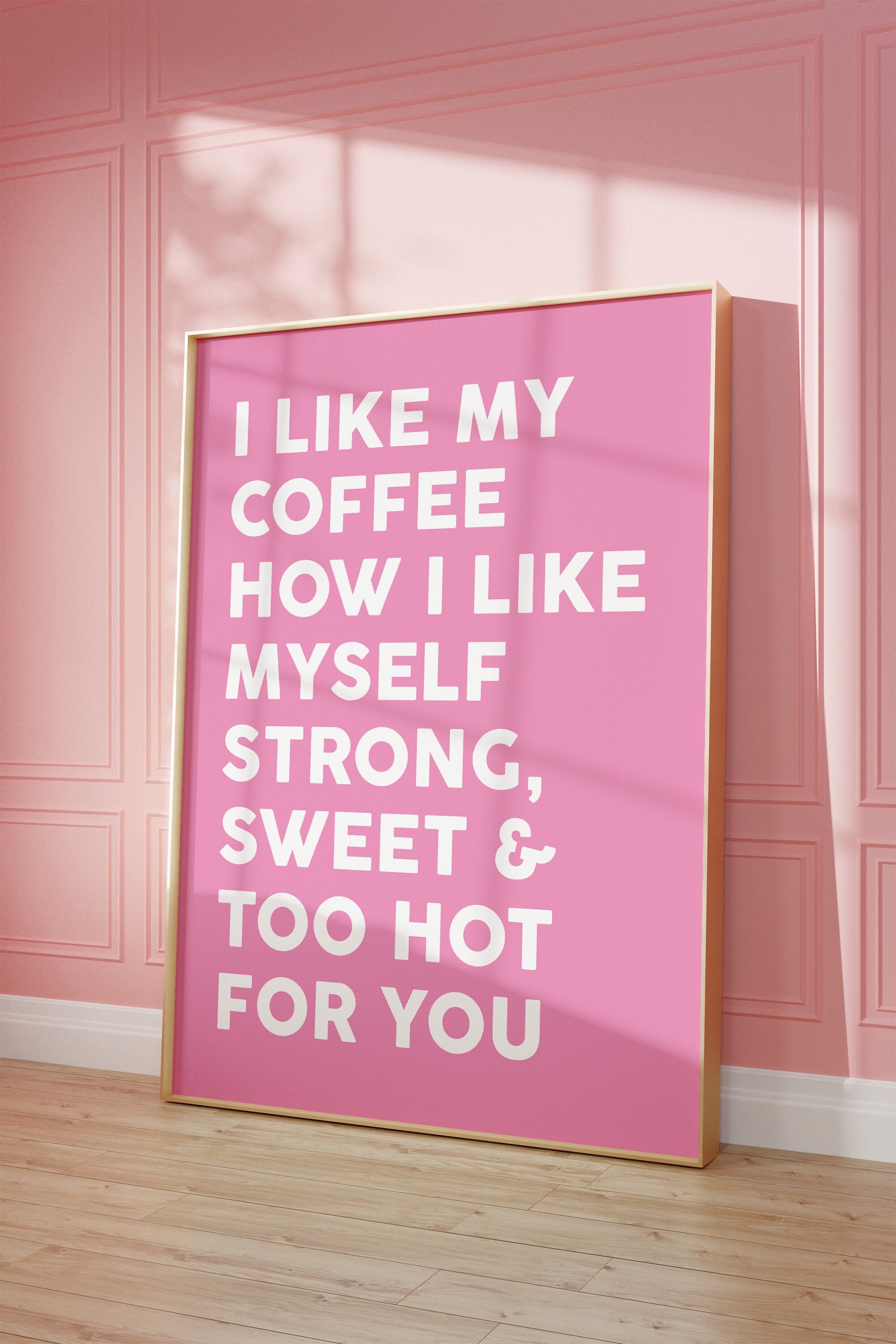 Coffee Quote Pink Poster Trendy Coffee Wall Art Pink Kitchen Wall Print ...