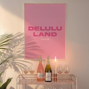 Delulu Land Pink Manifestation Print Bedroom Decor Pink Poster Trendy ...