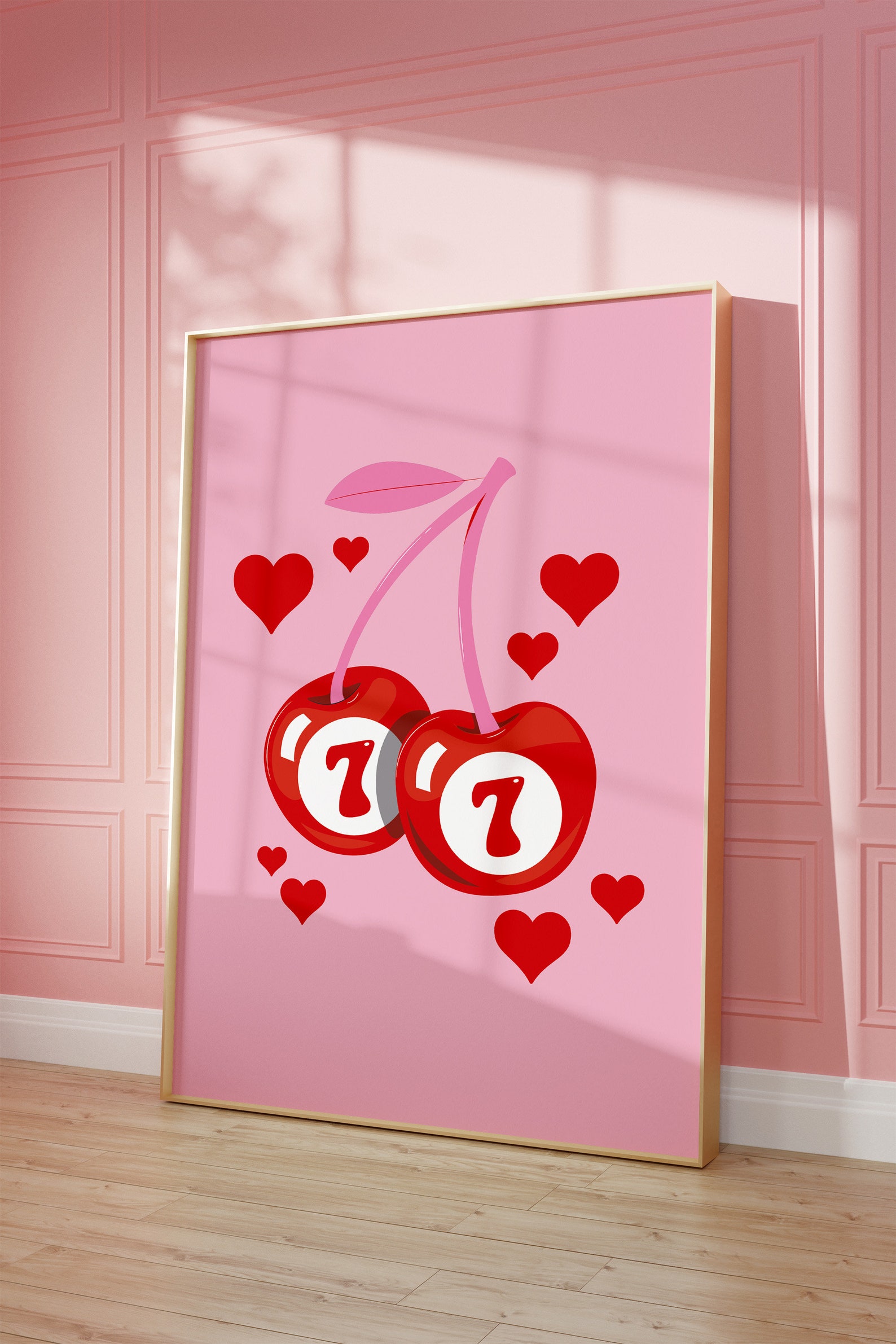 Pink and Red Cherries Print Preppy Room Decor Pink and Red Aesthetic ...