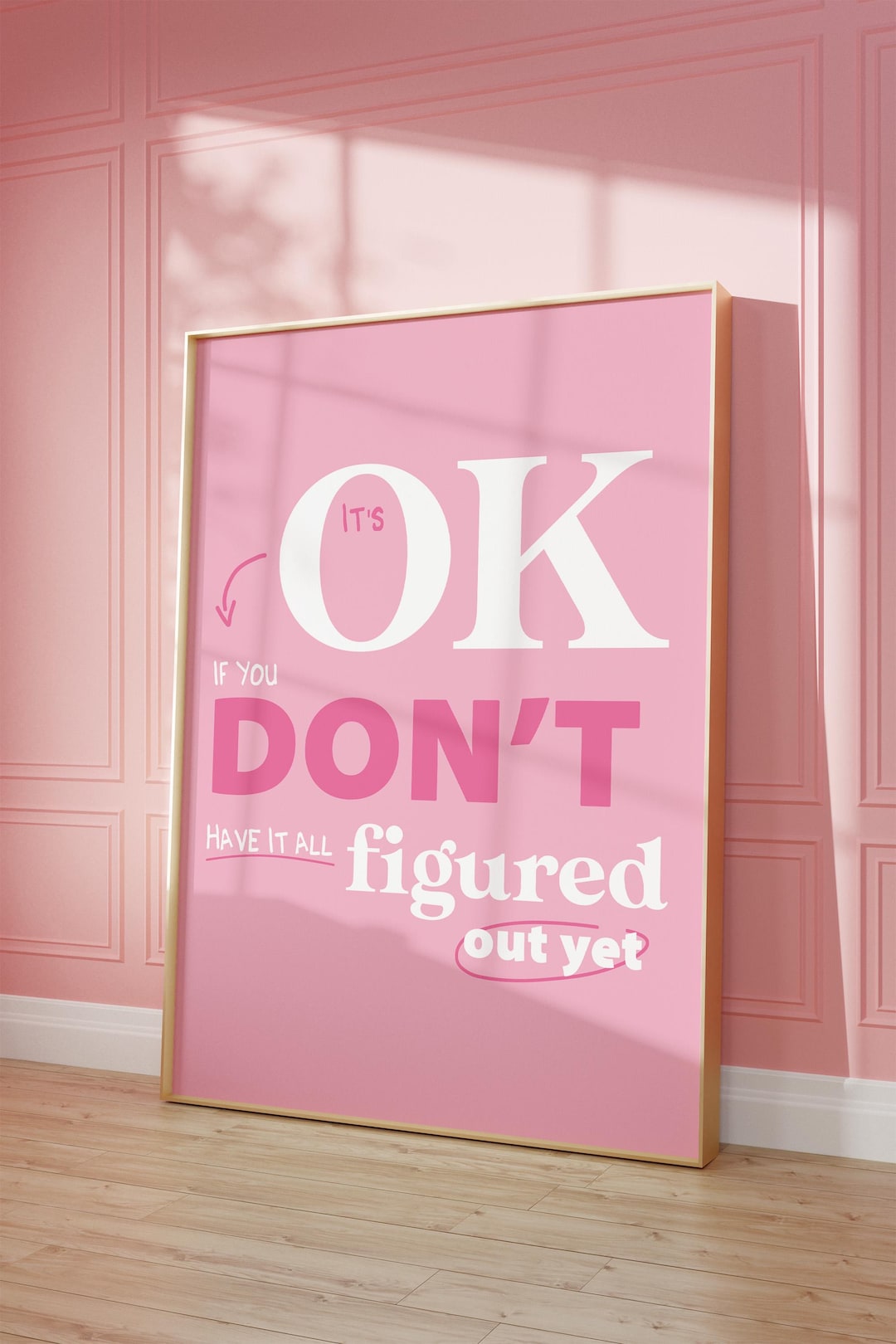 Motivational Quote Wall Art Pink Wall Decor Uplifting Message Wall ...
