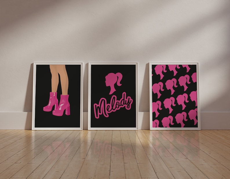 Black Barb Personalised Name Poster Set Black Barb Girls Bedroom Decor ...