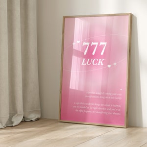 Pink Angel Number 777 Wall Art Trendy Pink 777 Aura Poster 777 Angel ...