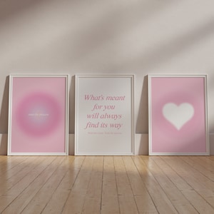 Pastel Pink Aura Poster Set of 3 Prints Positive Affirmation Printable ...