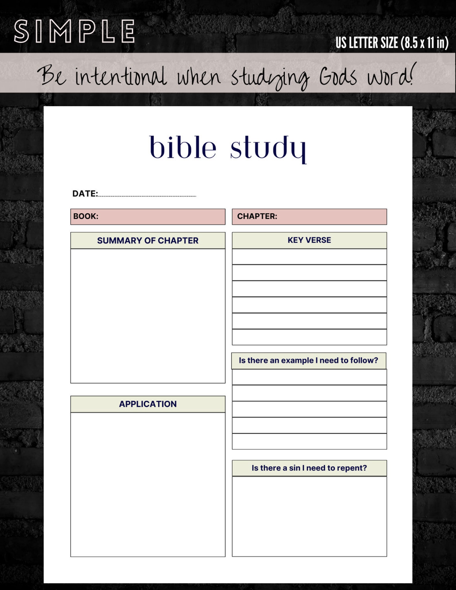Simple Bible Study Printables, Bible Study Guide, Prayer Journal ...