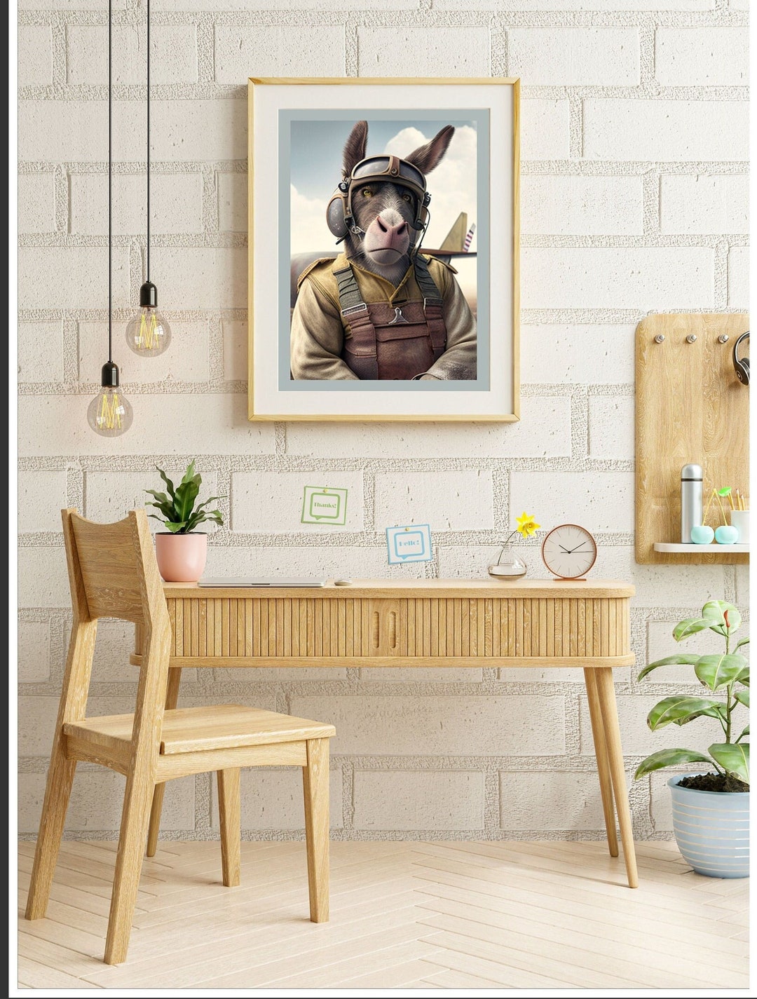 Curious Pilot Donkey Painting, Donkey Print, Digital Poster, Wallart ...