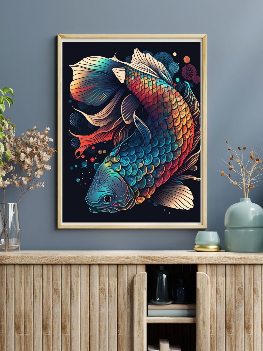 Koi Japanese Fish Print, Digital Poster, Japanese Art Print, Modern Art ...
