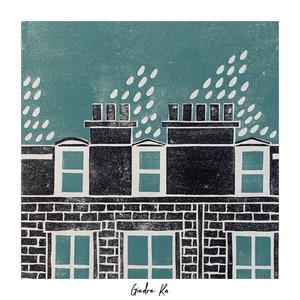 Original edinburgh Rooftops Print Original Linocut Print Home Decor ...