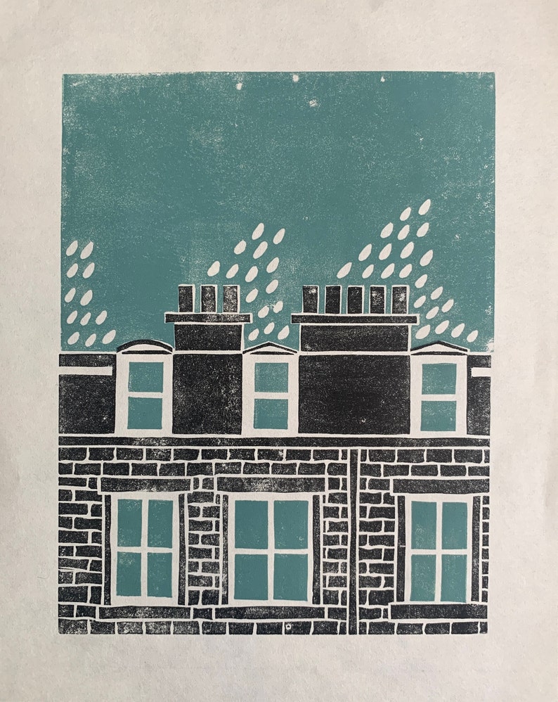 Original edinburgh Rooftops Print Original Linocut Print Home Decor ...