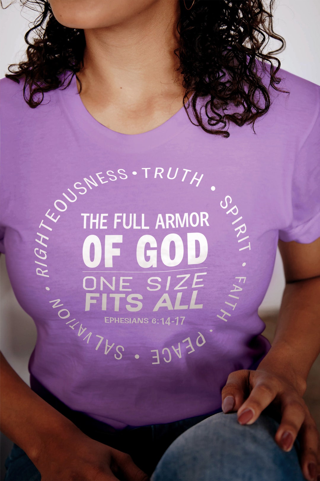 The Full Armor of God on Size Fits All Adult Unisex Short Sleeve Shirt ...