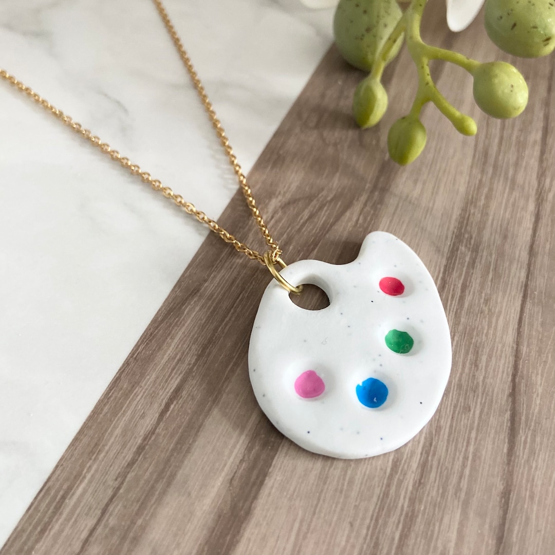 Handmade Artist Paint Palette Necklace // Polymer Clay Statement ...