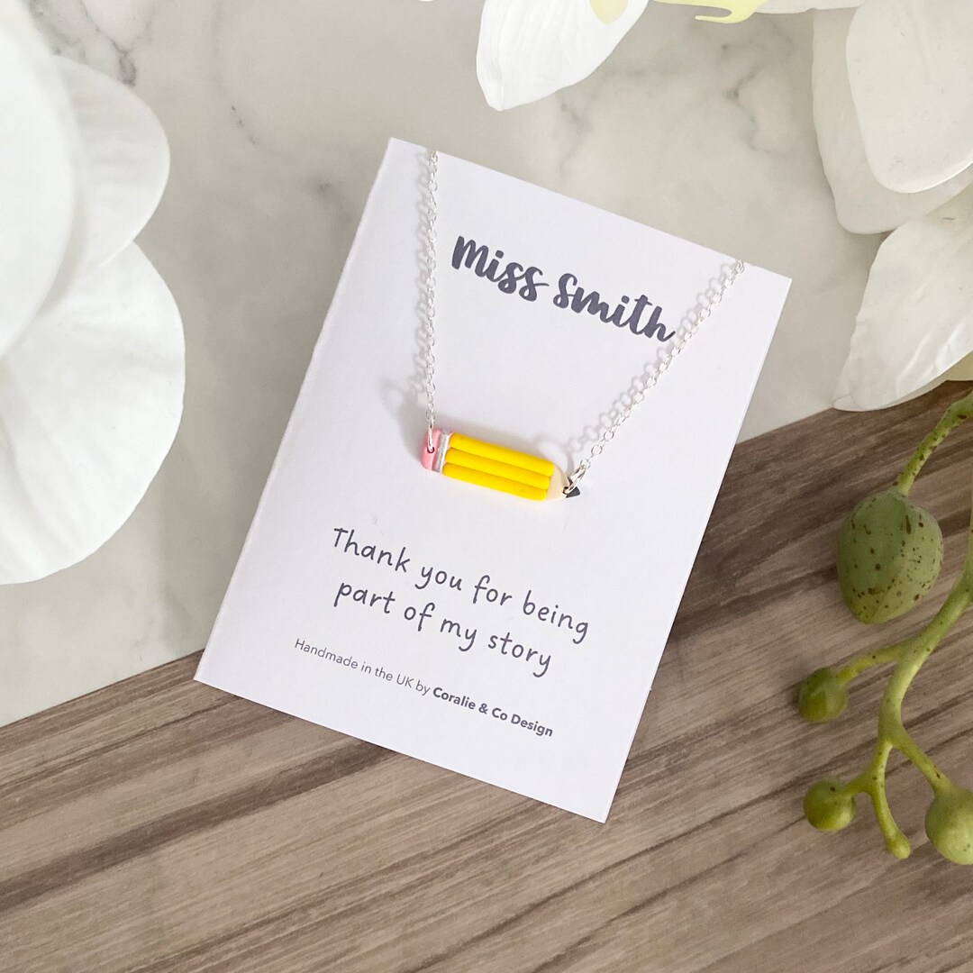Handmade Personalised Teacher Thank You Necklace // Polymer Clay and ...