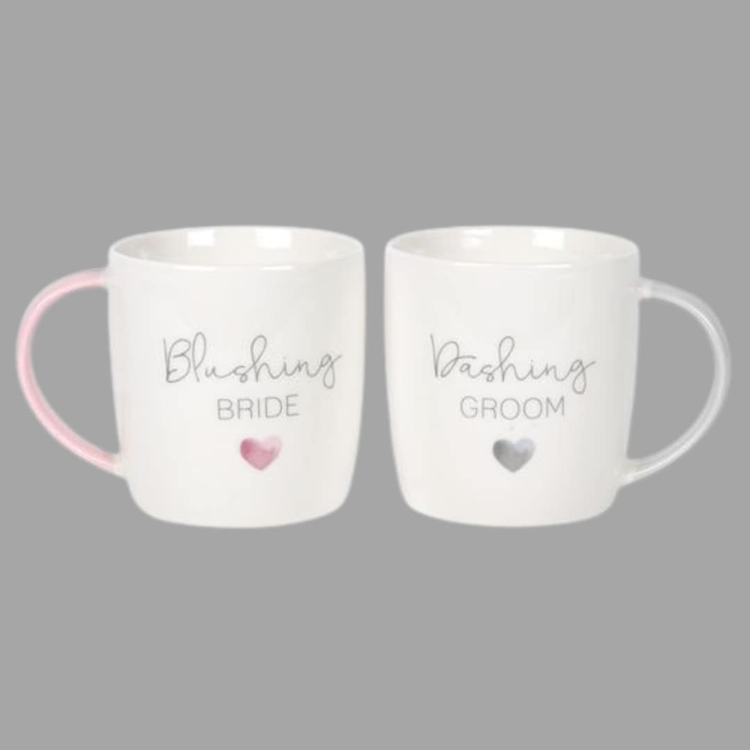 Bride and Groom Mugs Set Wedding His and Hers Mug Set Blushing Bride ...