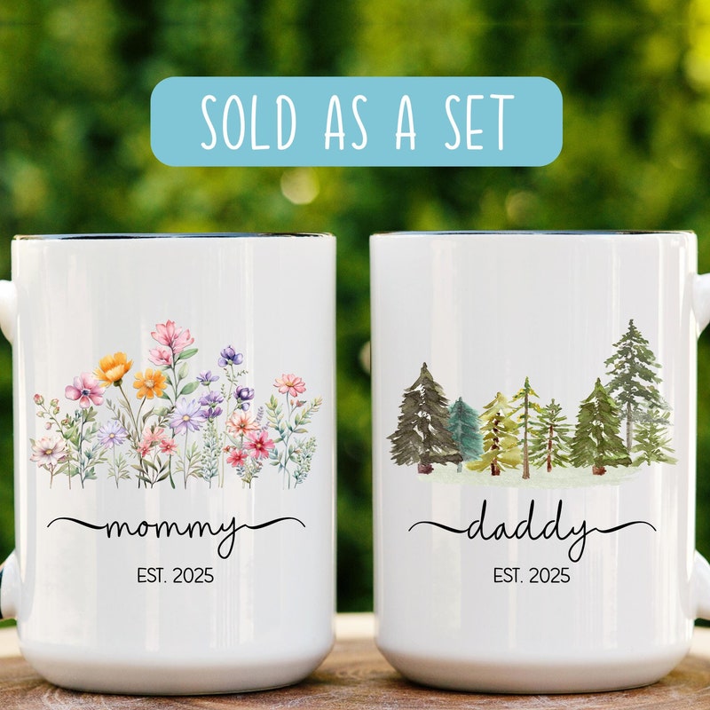 Mom Dad Est 2025 Mugs - Etsy