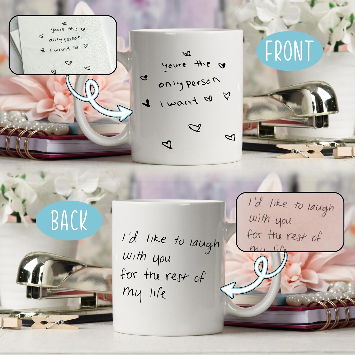 Personalized Handwriting Mug, Personalized Love Letter Cup, Birthday or ...
