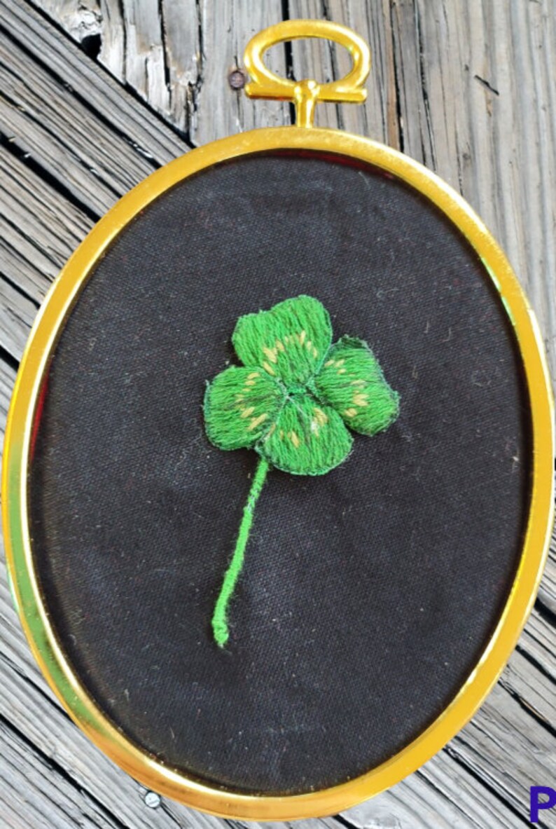 4 Leaf Clover Stumpwork 3d Embroidery Art - Etsy