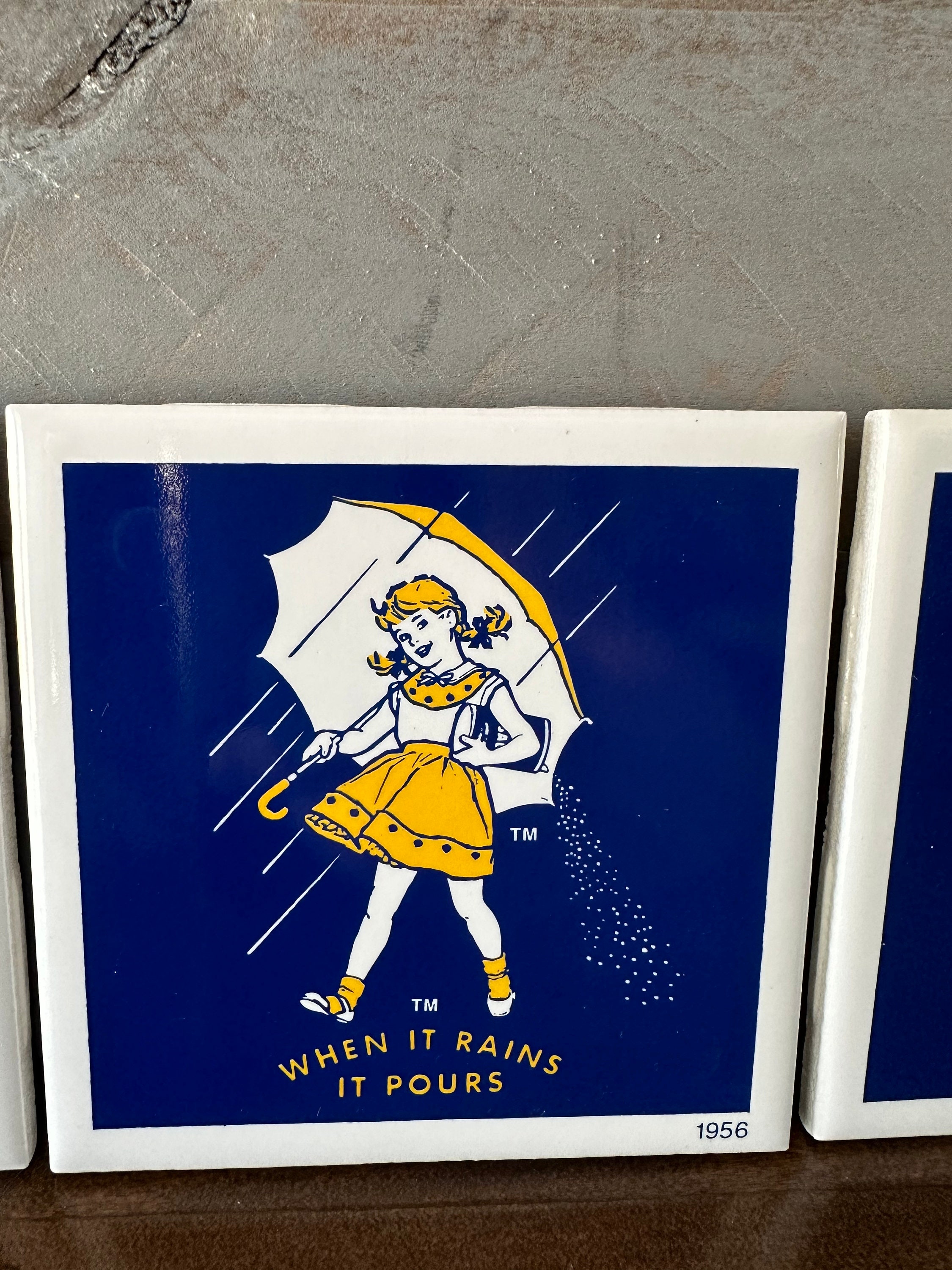 Morton Salt Vintage Coasters Set of 4 When It Rains It Pours - Etsy