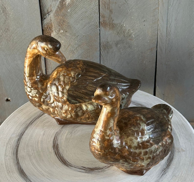 Vintage Ceramic Geese Decor Set - Etsy