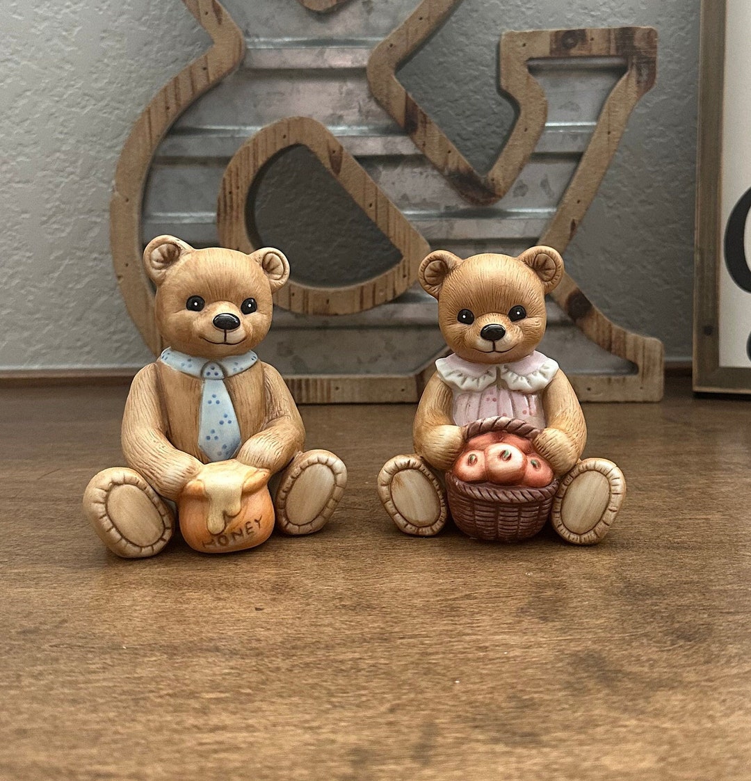 Vintage HOMCO Porcelain Bears Figureines Pair - Etsy